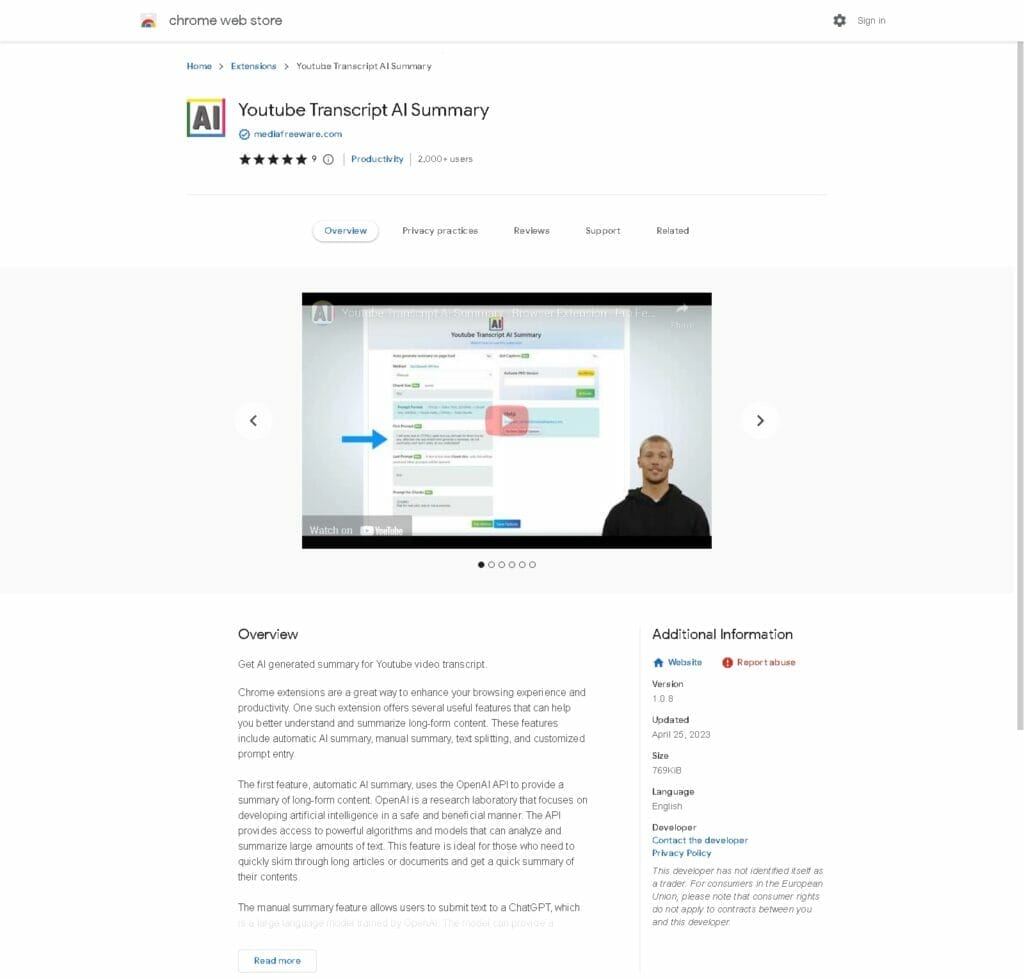 Youtube Transcript AI Summary Youtube Transcript AI Summary
