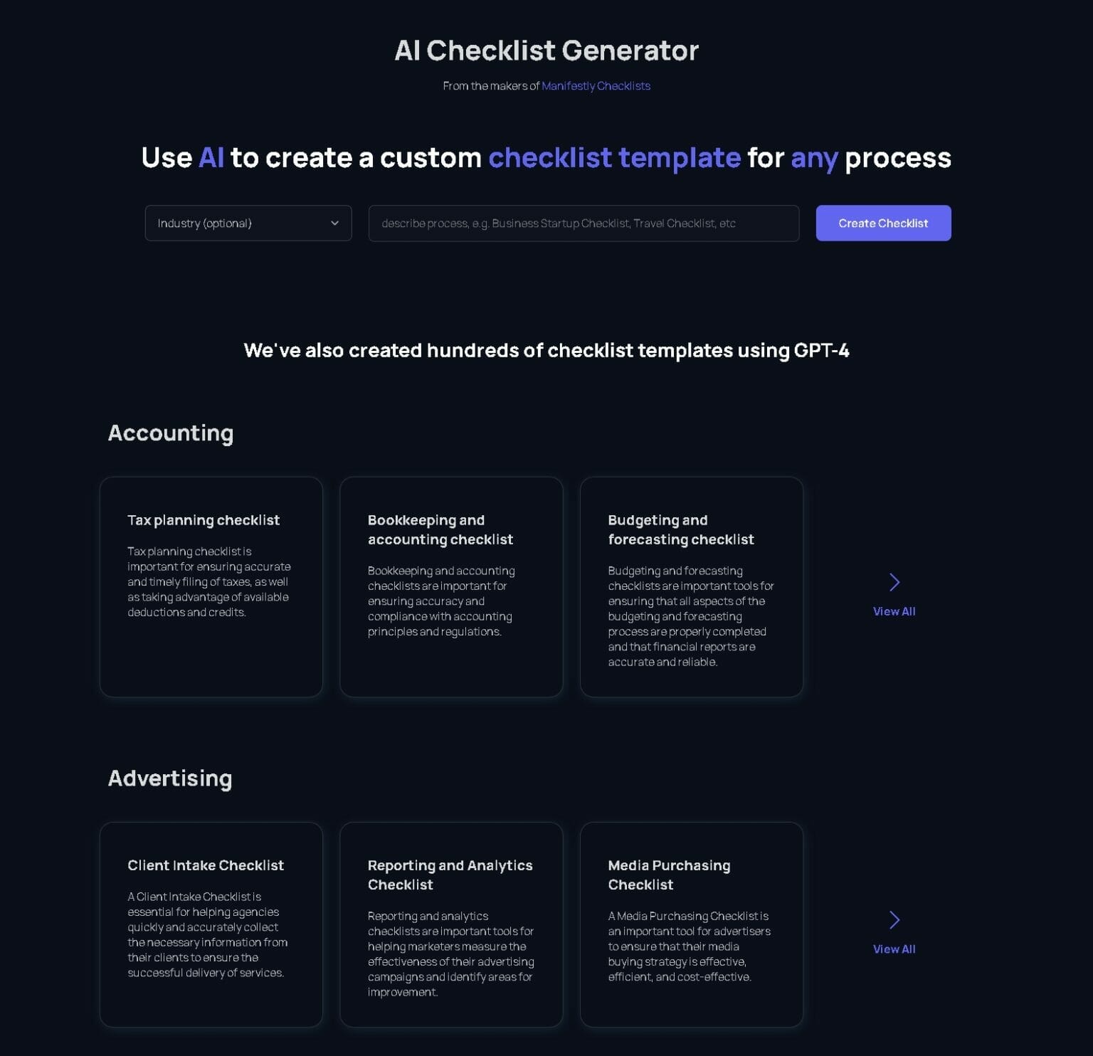 AI Checklist Generator AI Checklist Generator