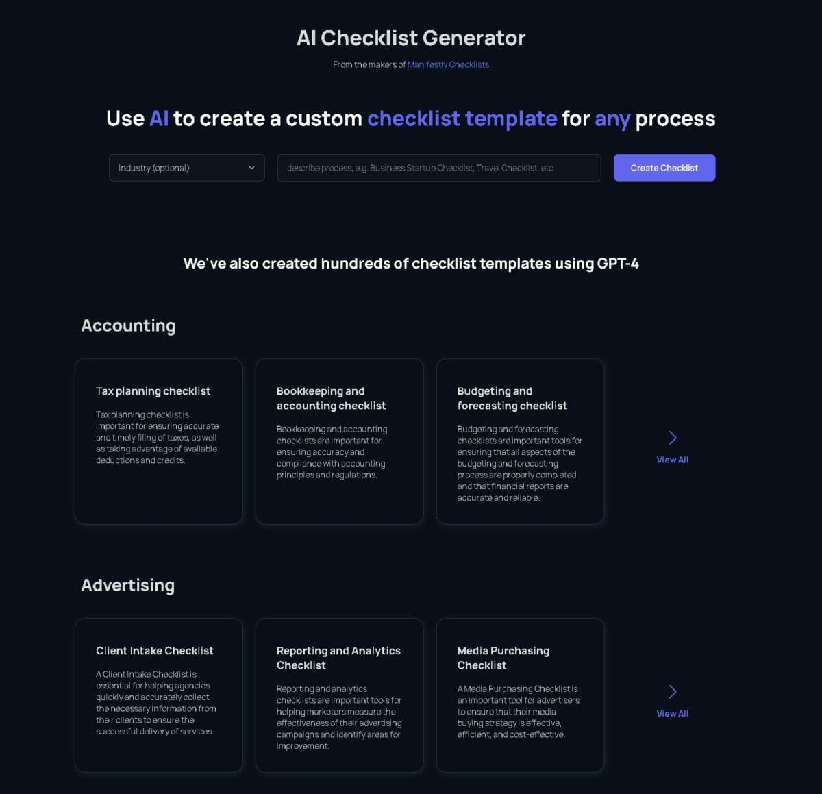 AI Checklist Generator AI Checklist Generator